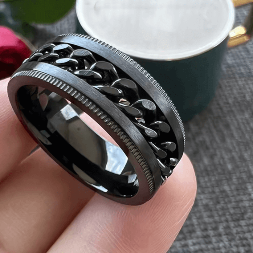 Spinner Chain Ring – Rotatable Fidget Design, Stainless Steel Comfort ...