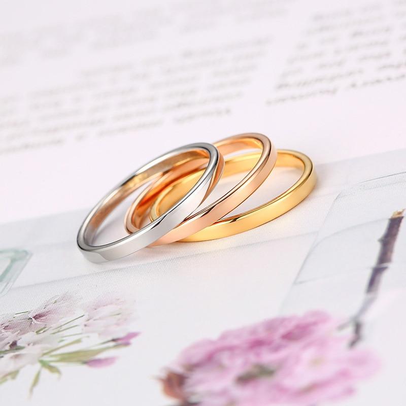 2mm Thin Simple Stainless Steel Unisex Finger Rings (3 Colors)