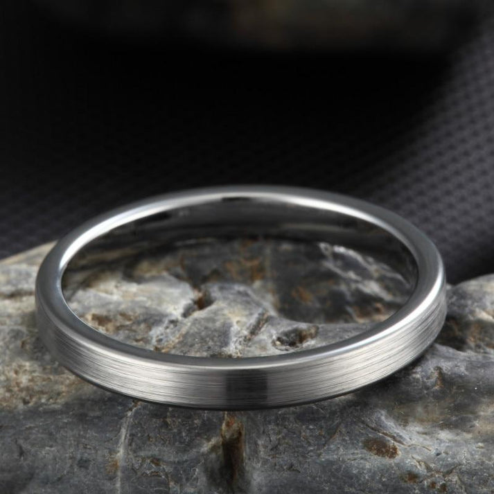 3mm Simple Classic Silver Tungsten Unisex Ring