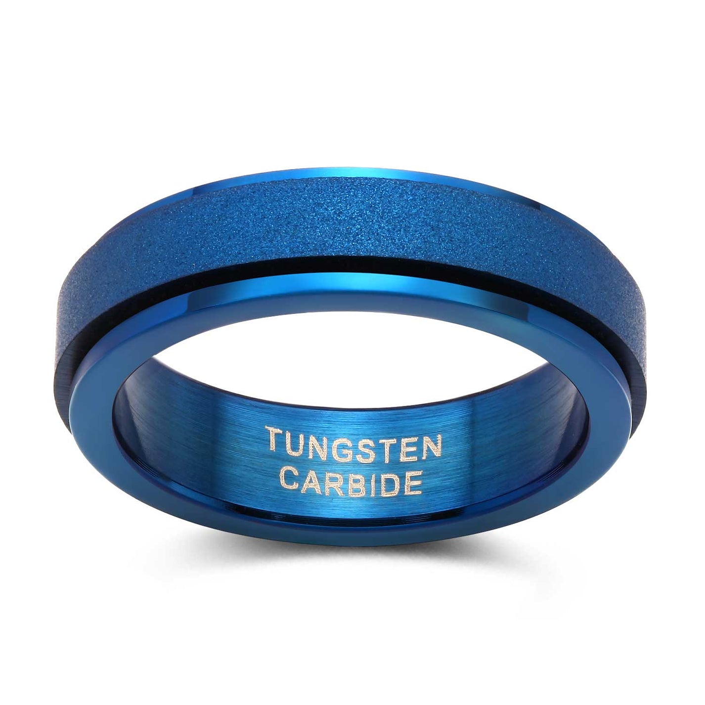 6mm Blue Rotatable Unisex Spinner Ring