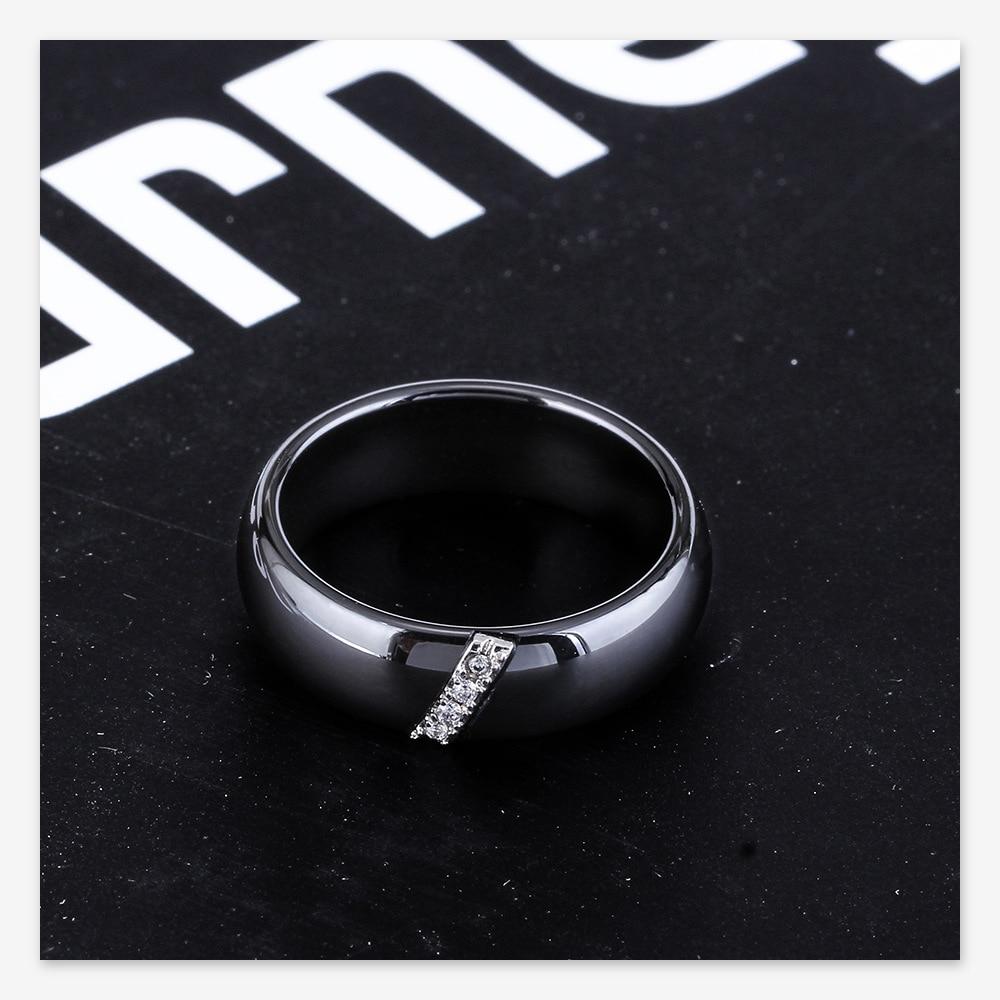 6mm Lined Crystals Ceramic Unisex Rings