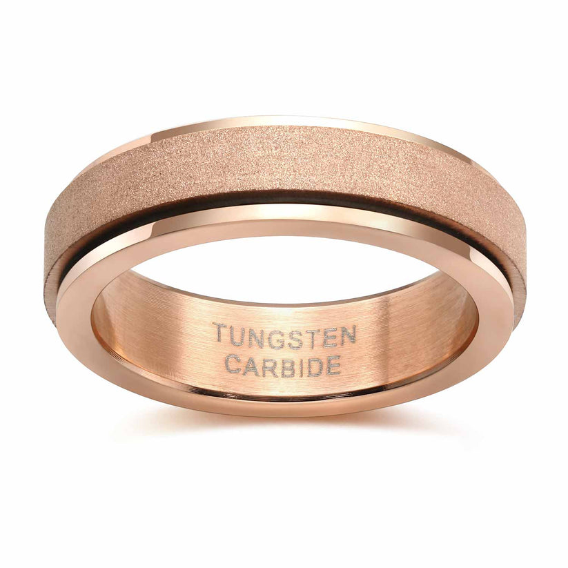 6mm Rose Gold Rotatable Unisex Spinner Ring