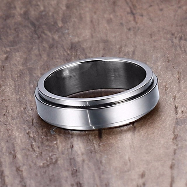 6mm or 8mm Spinner Fidget Stainless Steel Rings (12 Different Styles)