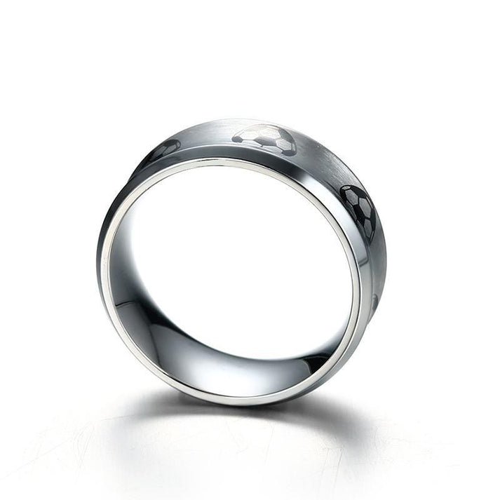 8mm Soccer Football Sport Stainless Steel Mens Ring