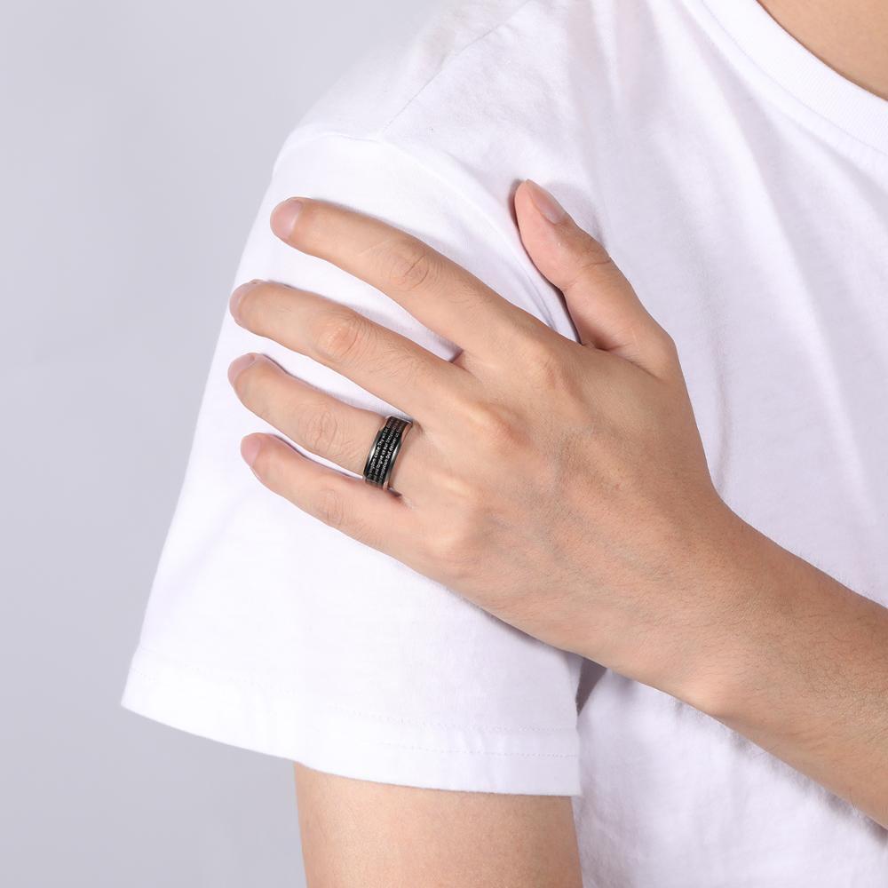 8mm Titanium Men's Ring with Biblical Inscription & Cross Design