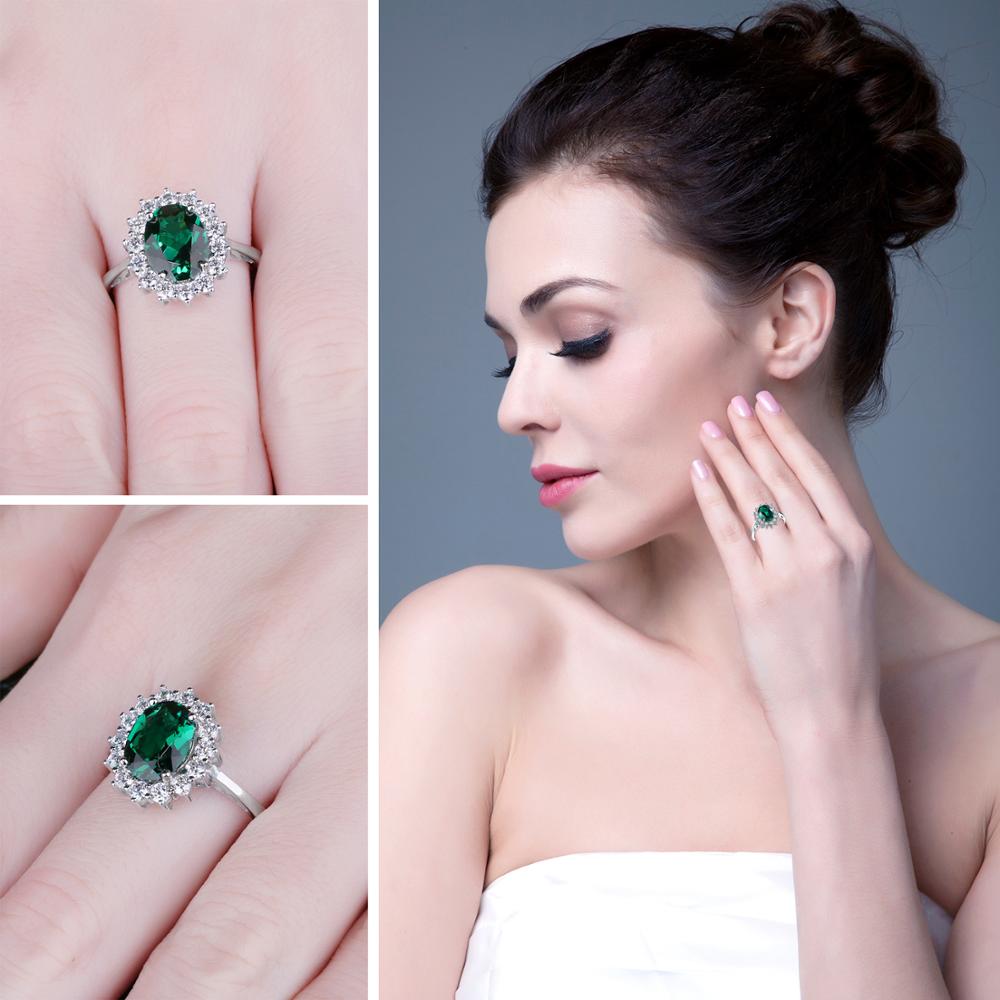 Princess Simulated Green Emerald or Created Red Ruby 925 Sterling ...